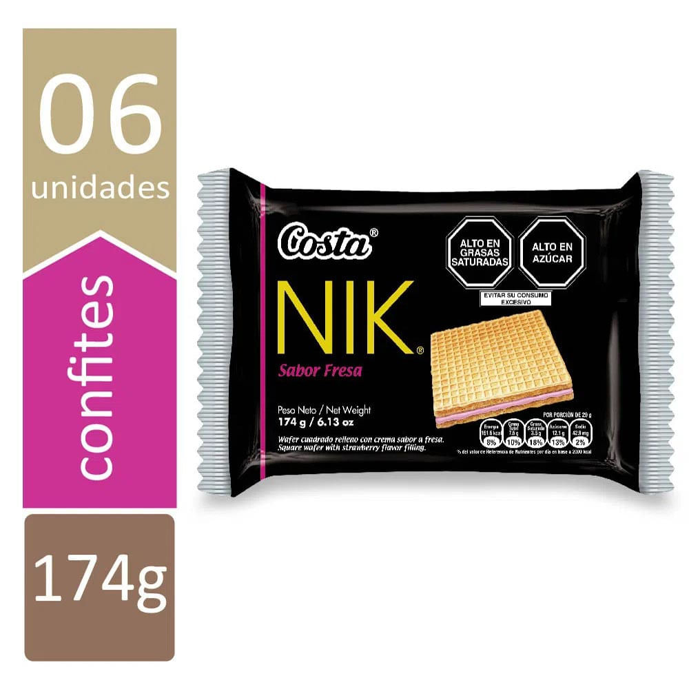 Wafers Nik Costa Fresa Pack 6un - Metro.pe