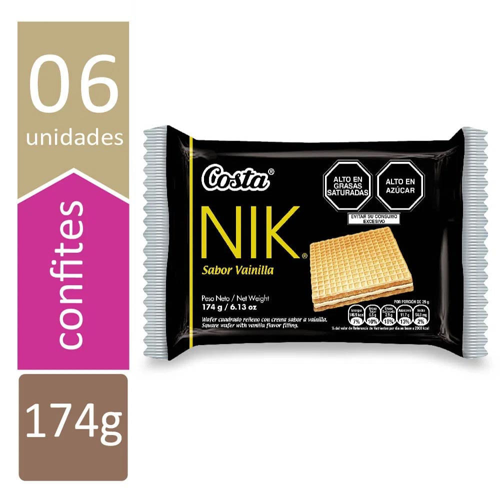 Wafers Nik Costa Vainilla Pack 6un - Metro.pe