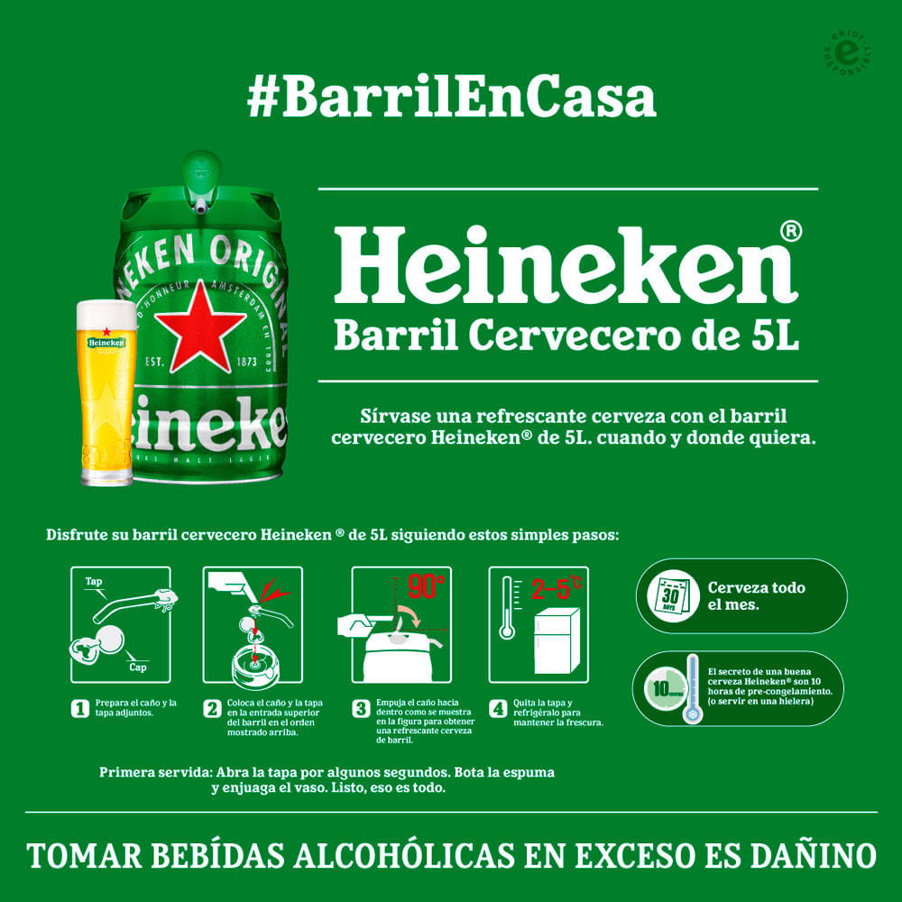 Cerveza Heineken Barril 5L - Metro.pe