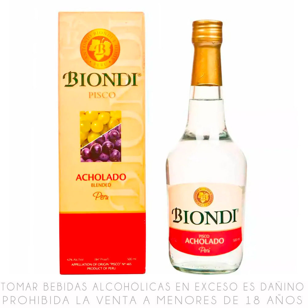 Pisco Acholado Biondi Botella 500ml - Metro.pe