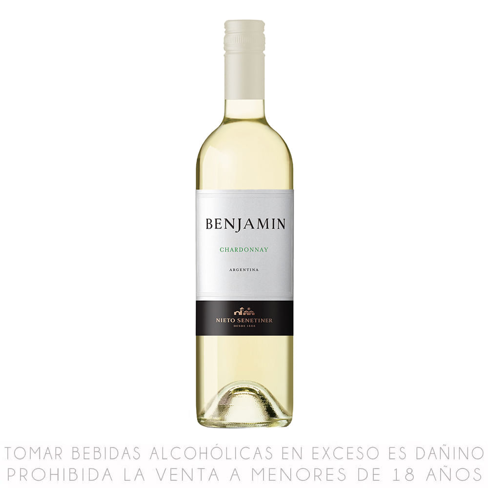 Vino Blanco Chardonnay Benjamín Nieto Senetiner Botella 750ml - Metro.pe