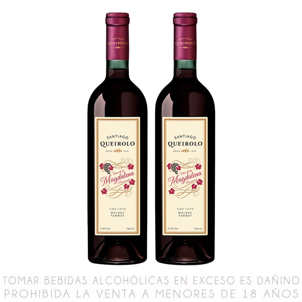 Vino Tinto Santiago Queirolo Magdalena Pack 2 Unid x 750 ml - Metro.pe