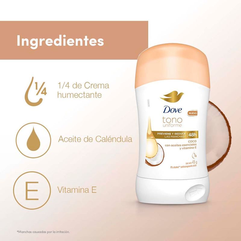 Antitranspirante en Barra Dove Tono Uniforme Coco 50g - Metro.pe