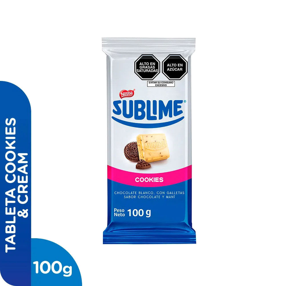 Chocolate Blanco con Galletas Sublime Cookies Tableta 100 g - Metro.pe