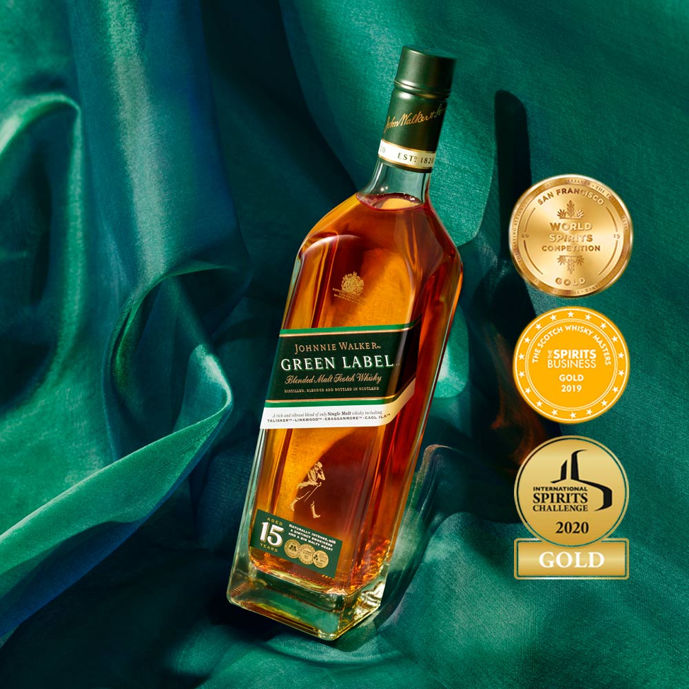 Whisky 15 A¤os Johnnie Walker Green Label Botella 750ml - Metro.pe