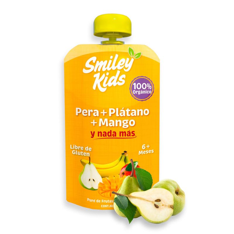 Compota Smiley Kids Pera + Plátano + Mango 90g - Metro.pe