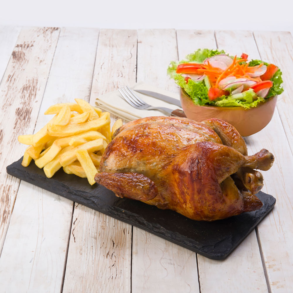 Pollo Rostizado Wong + Porción de Papas fritas (400 g ) + Ensalada ...