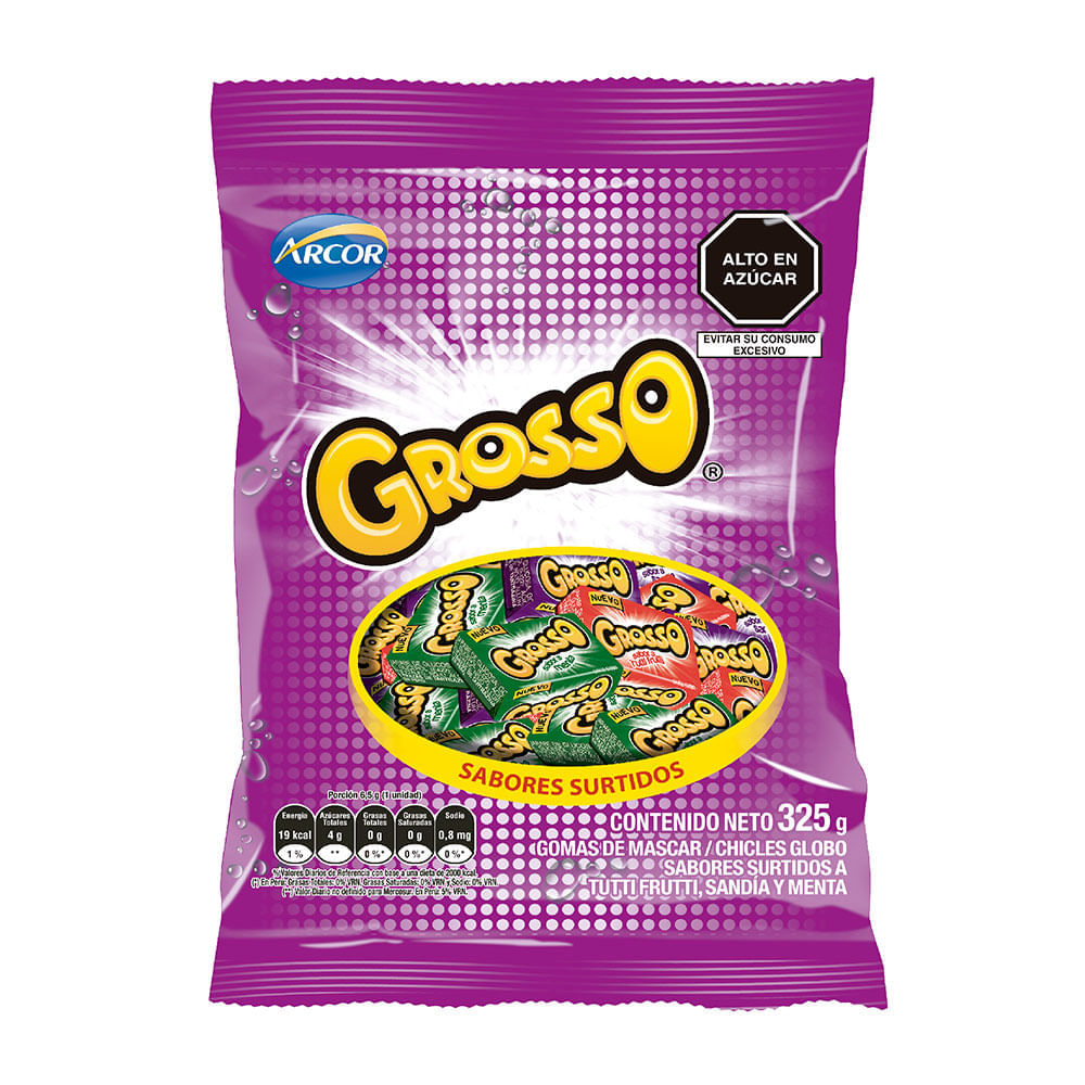 Chicle Sabores Surtidos Grosso Arcor Bolsa 325 g - Metro.pe