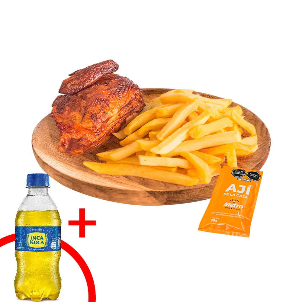 1/4 Pollo Rostizado Metro + Porci¢n de Papas fritas (400 g) + Gaseosa ...