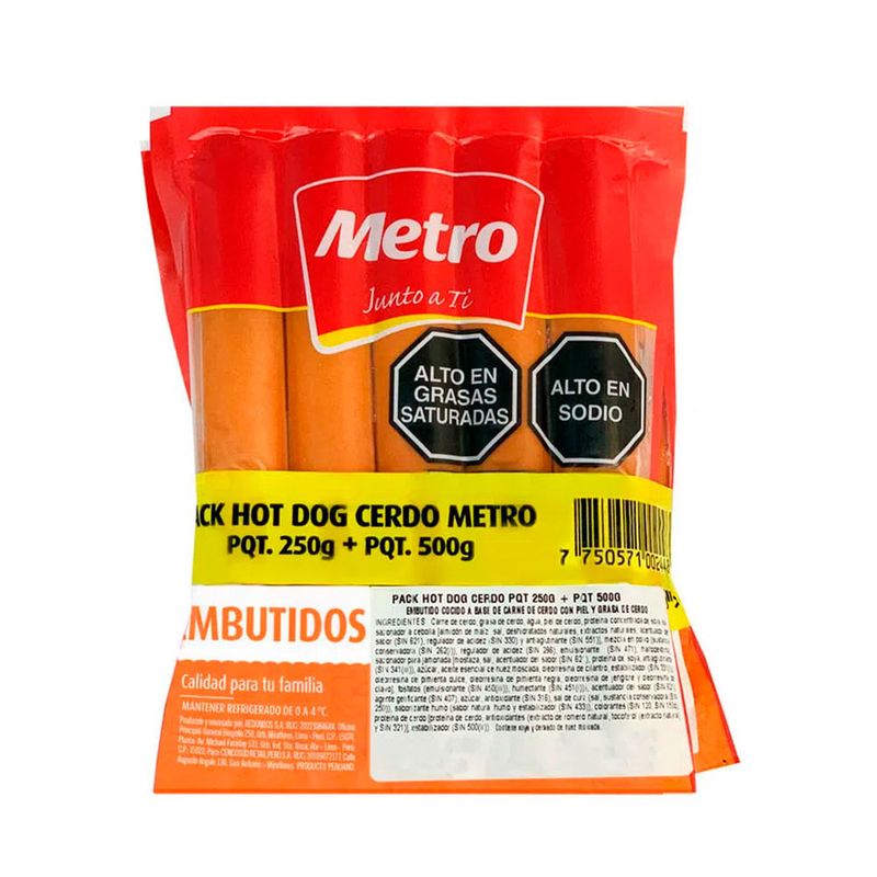Pack Hot Dog Metro 500 g + 250 g - Metro.pe
