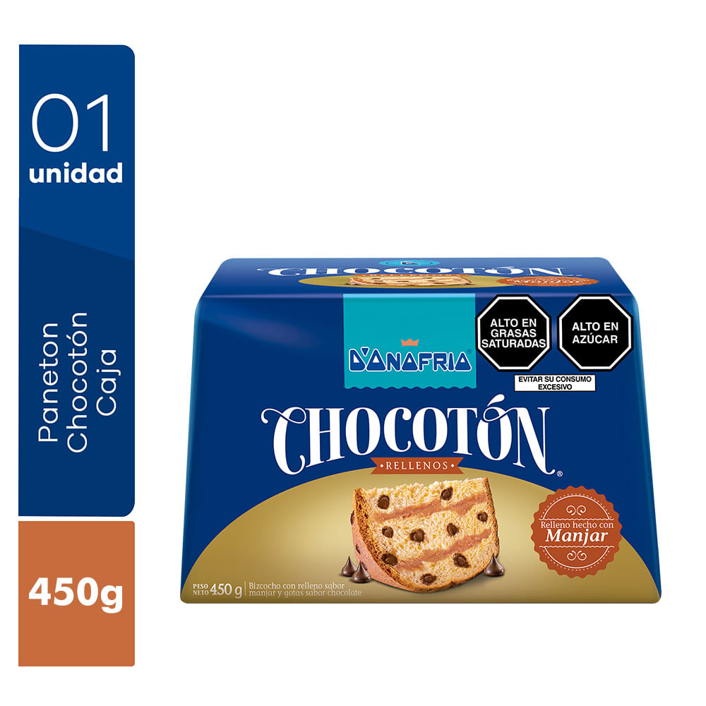 Panetón Relleno Chocotón Manjar Blanco Caja 450g - Metro.pe