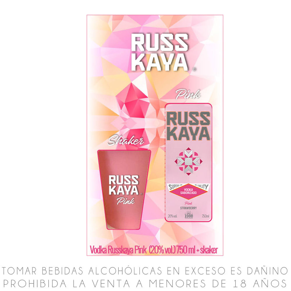 Vodka Russkaya Pink Botella 750ml + Shaker - Metro.pe