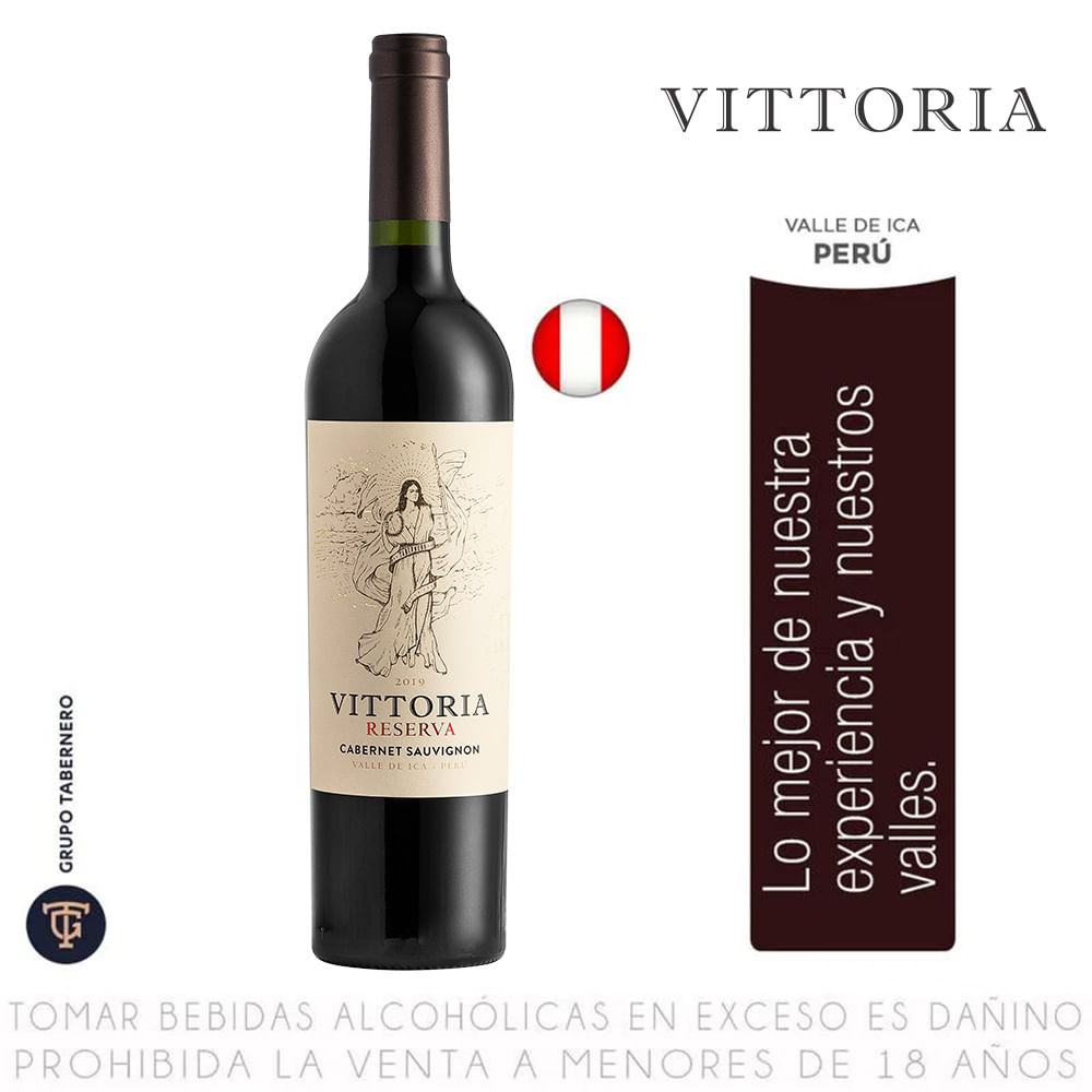 Vino Tinto Cabernet Sauvignon Reserva Vittoria Botella 750ml - Metro.pe