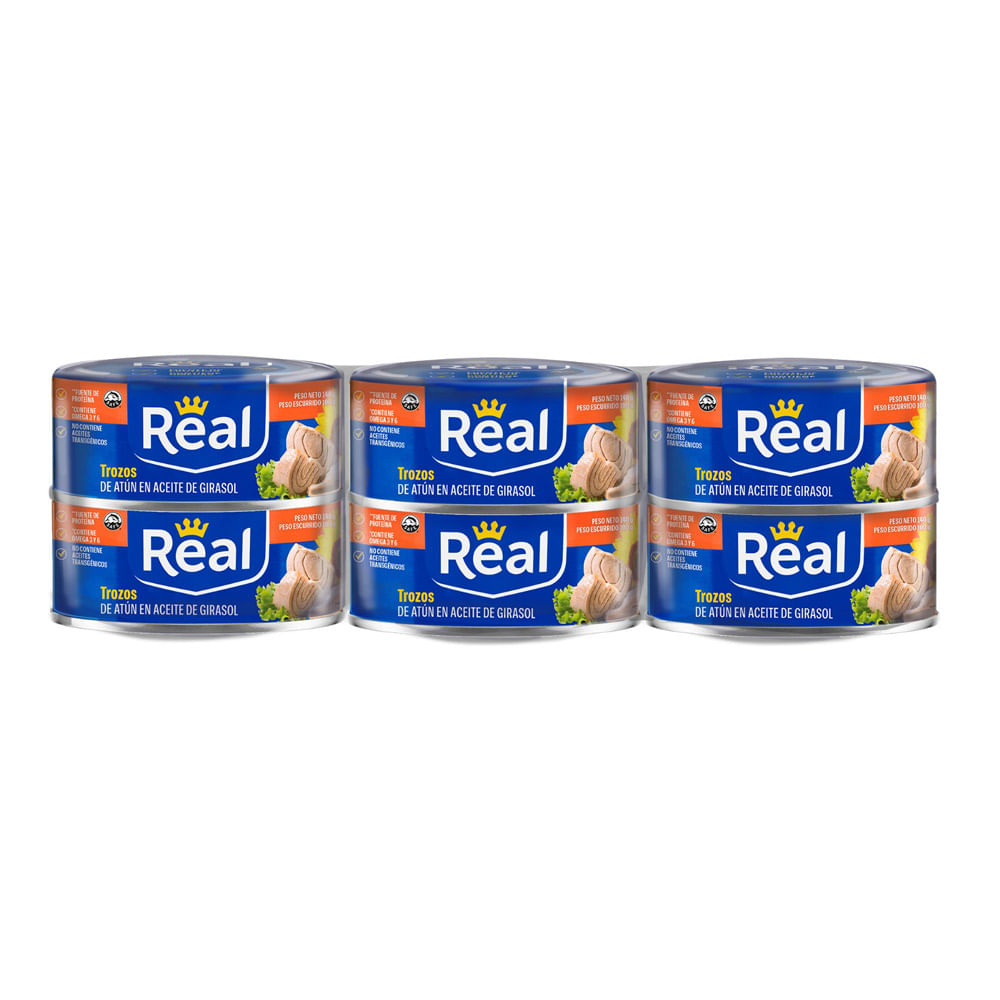 Sixpack Trozos de Atún en Aceite Real 140g - Metro.pe