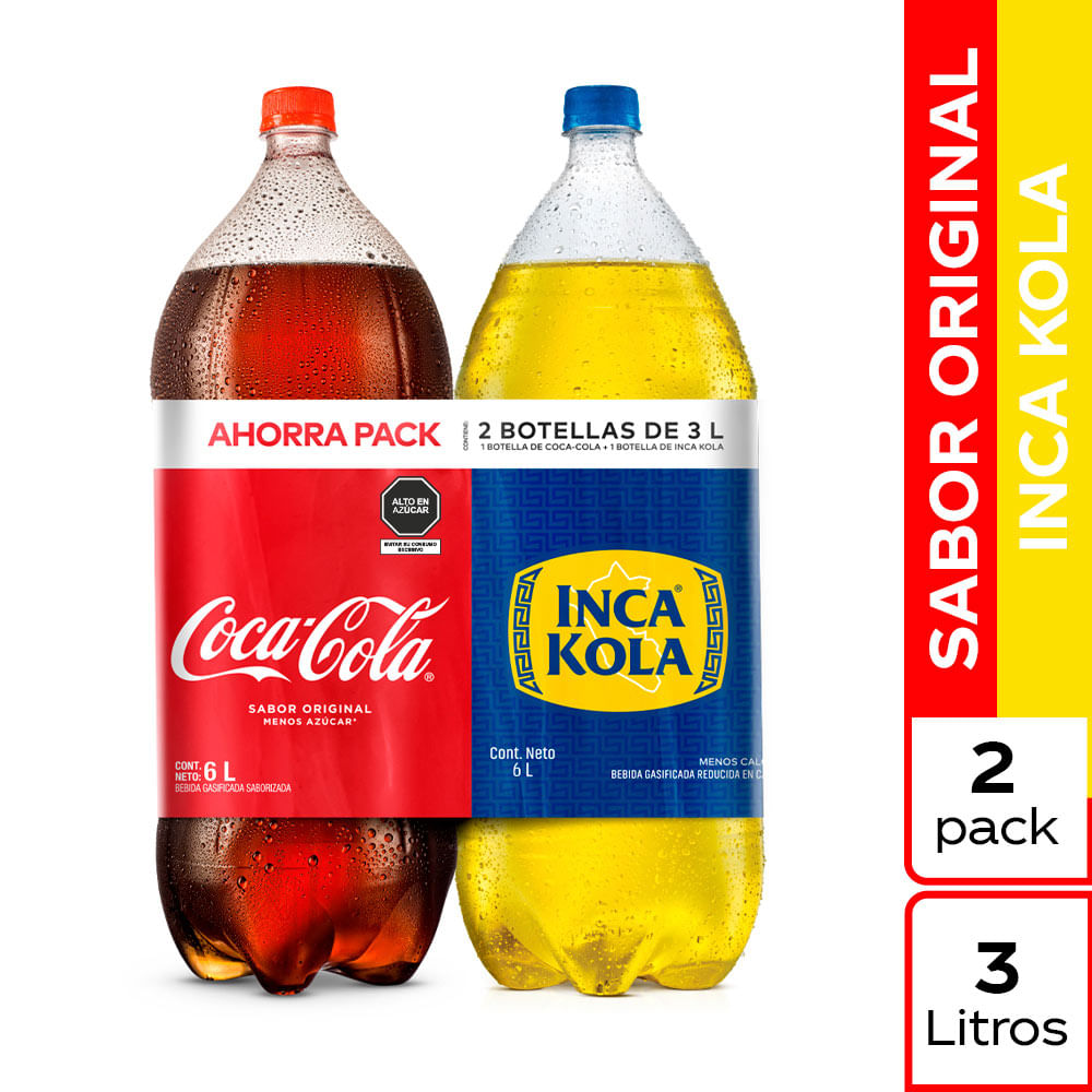Pack Gaseosa: Coca Cola 3L + Inca Kola 3L - Metro.pe