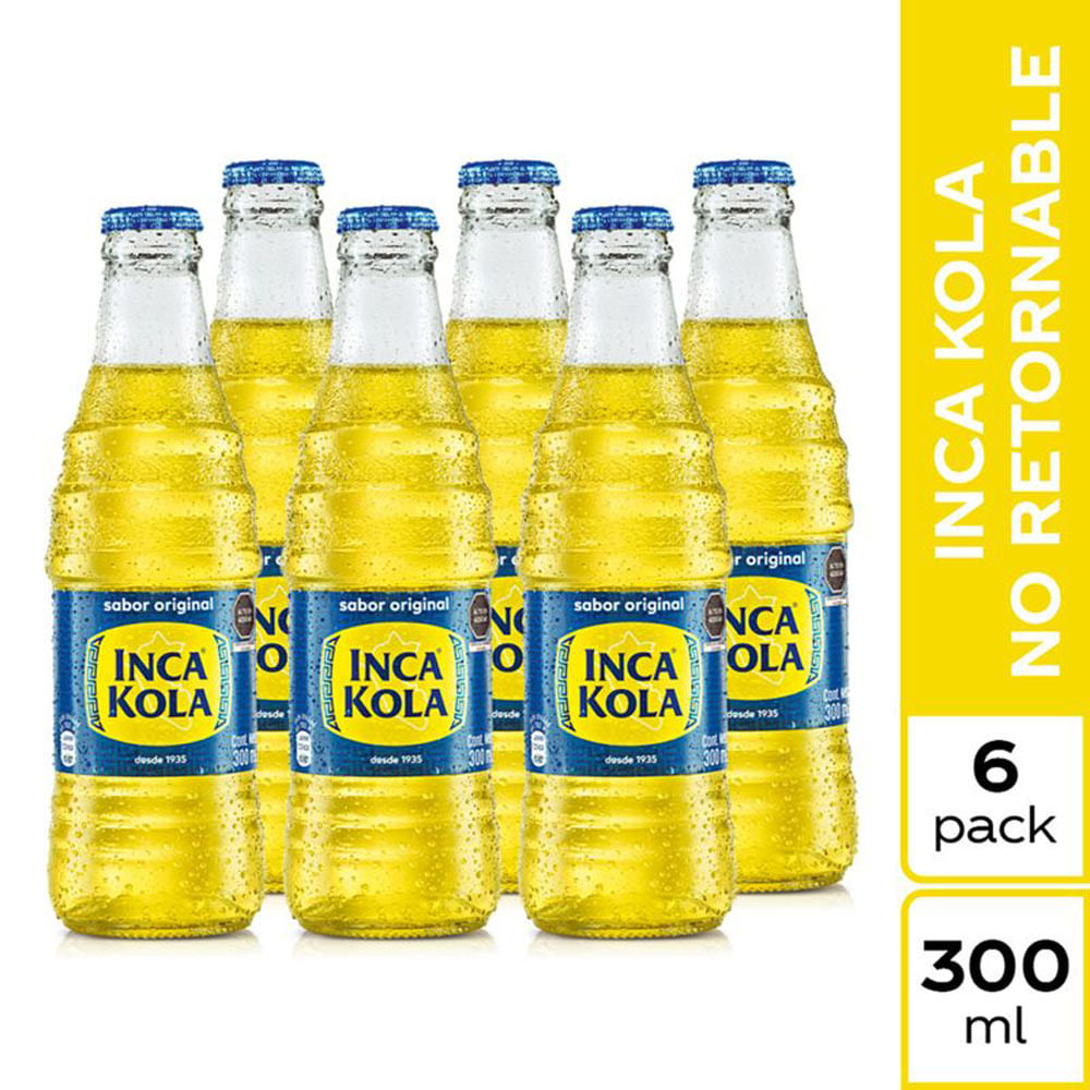 Sixpack Gaseosa Inca Kola Sabor Original Botella 300ml - Metro.pe