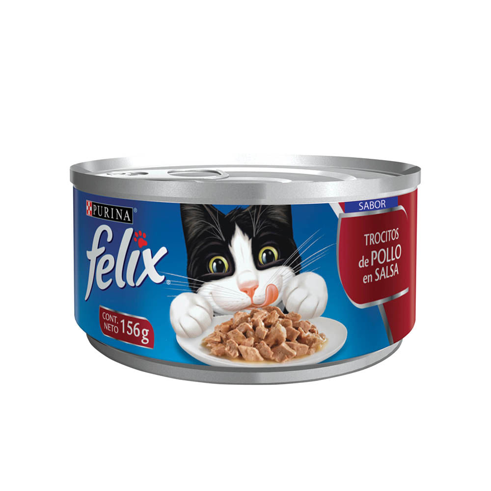 Felix Alimento Húmedo para Gatos Trocitos de Pollo en Salsa Lata 156 gr ...