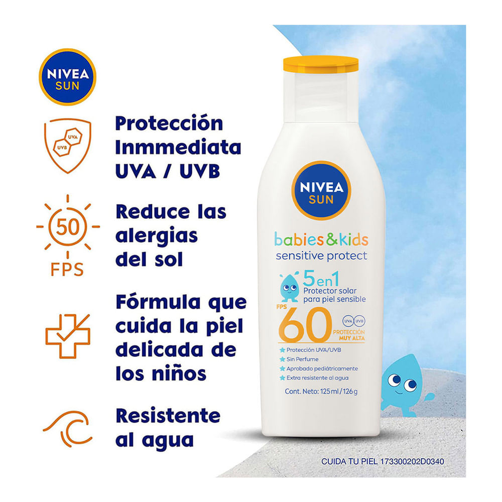 Protector Solar Nivea Sun Babies & Kids Sensitive FPS60 125ml - Metro.pe