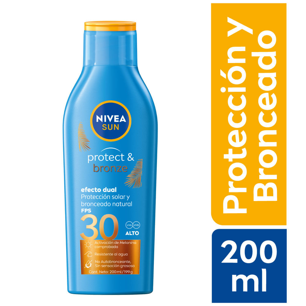 Protector Solar Nivea Sun Protect & Bronze FPS30 200ml - Metro.pe
