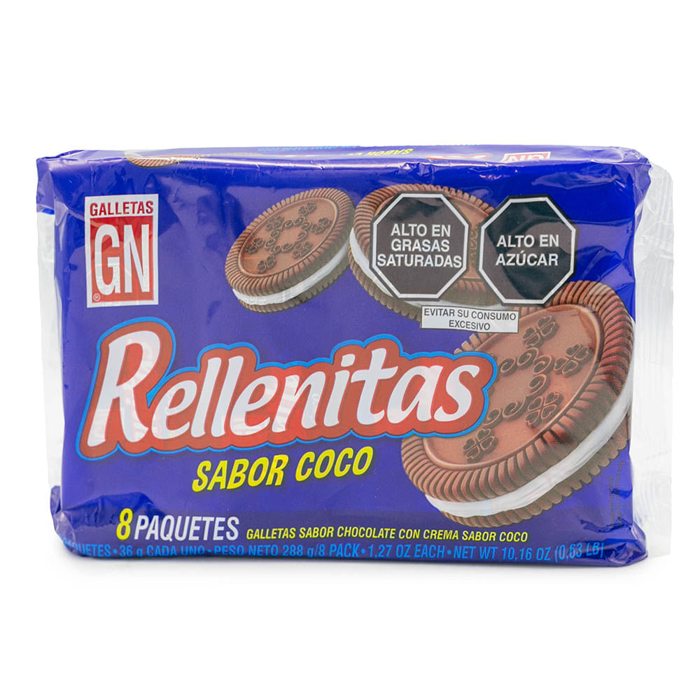Pack x8 Galletas Rellenitas Sabor Coco 36g - Metro.pe