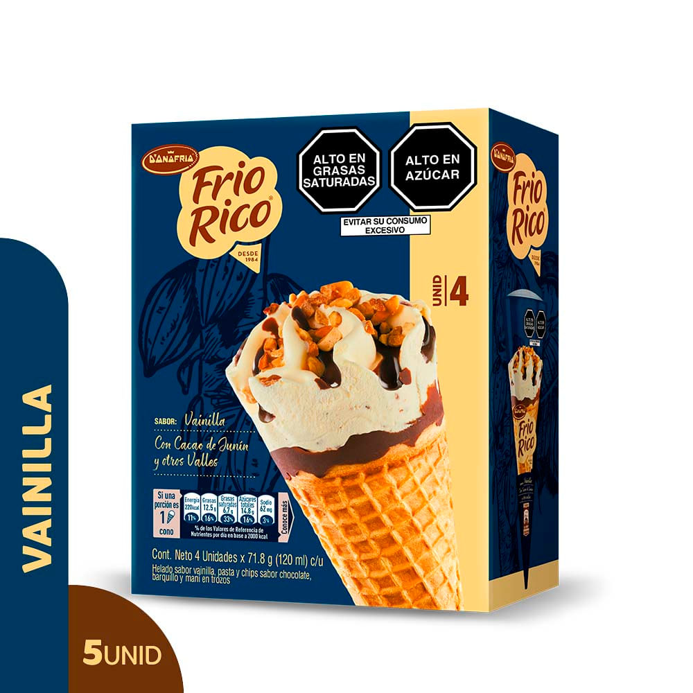 Helado en Cono Frio Rico Vainilla Choco Chips 4un - Metro.pe