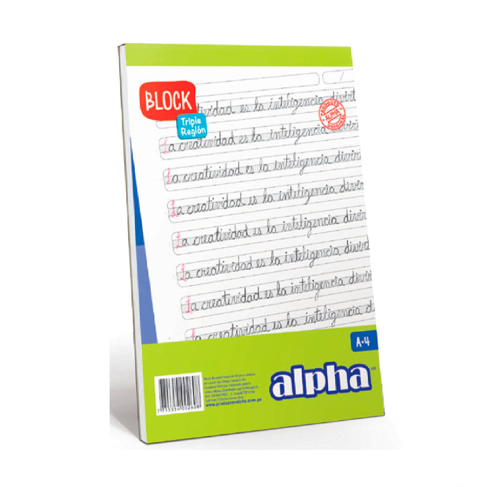 Block Hojas Triple Renglón A4 Alpha 50 Hojas - Metro.pe