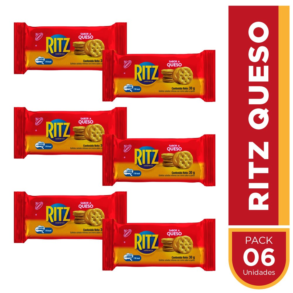 Sixpack Galletas Saladas Ritz Sandwich Sabor Queso 30g - Metro.pe