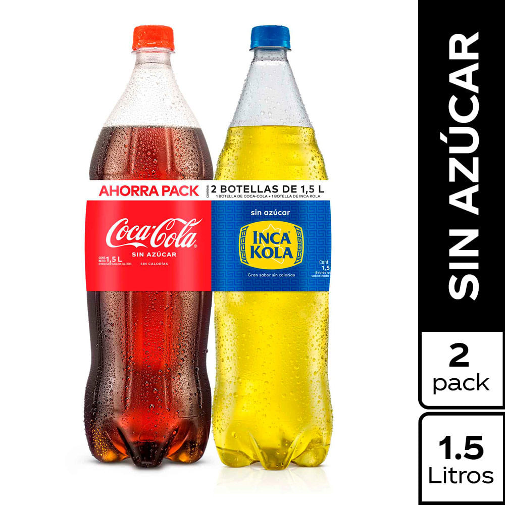 Pack Gaseosa: Coca Cola Sin Az£car 1.5L + Inca Kola Sin Az£car 1.5L ...