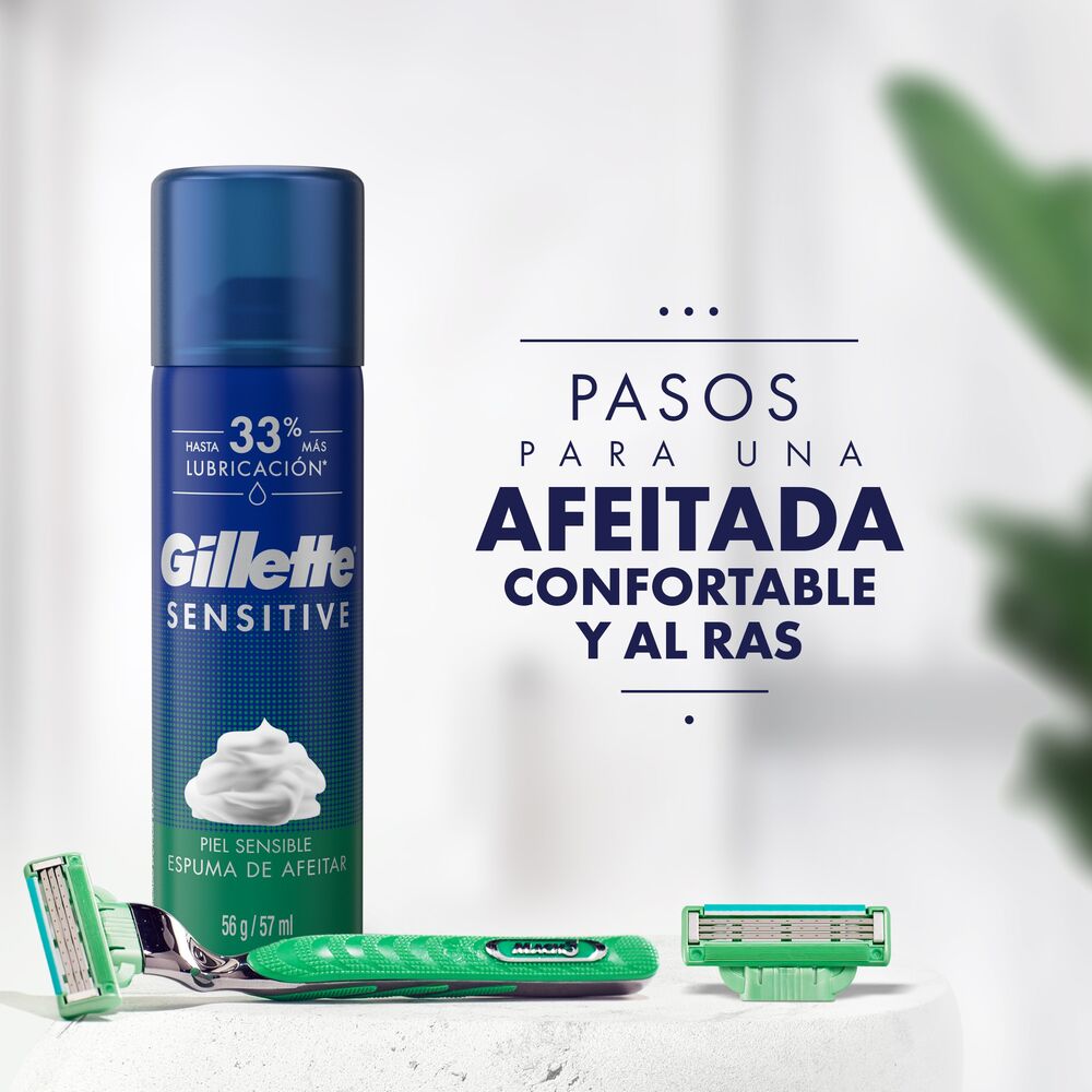 Pack Gillette Sensitive: Máquina de Afeitar + Repuesto + Espuma 56g ...