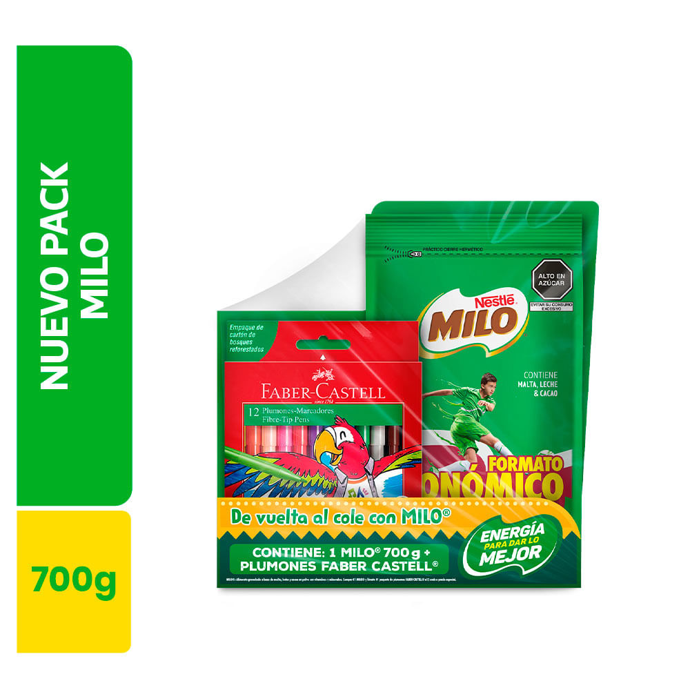 Alimento Granulado Milo 700g + Plumones Faber Castell - Metro.pe