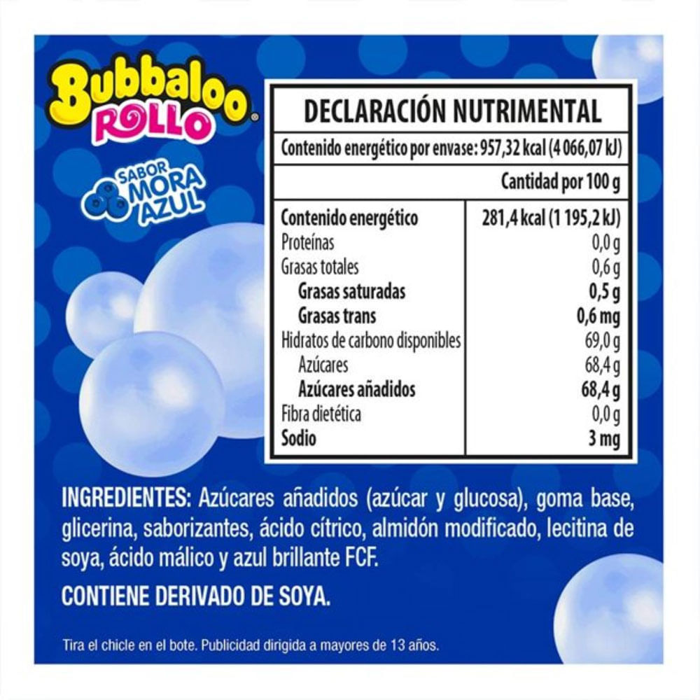 Chicle Bubbaloo Rollo Mora 56.7g - Metro.pe