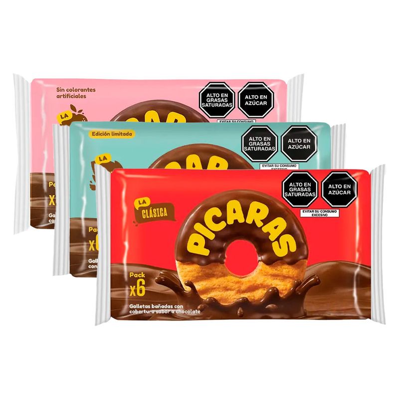 Pack Sixpack Galletas Pícaras: Clásica + Menta + Fresa - Metro.pe